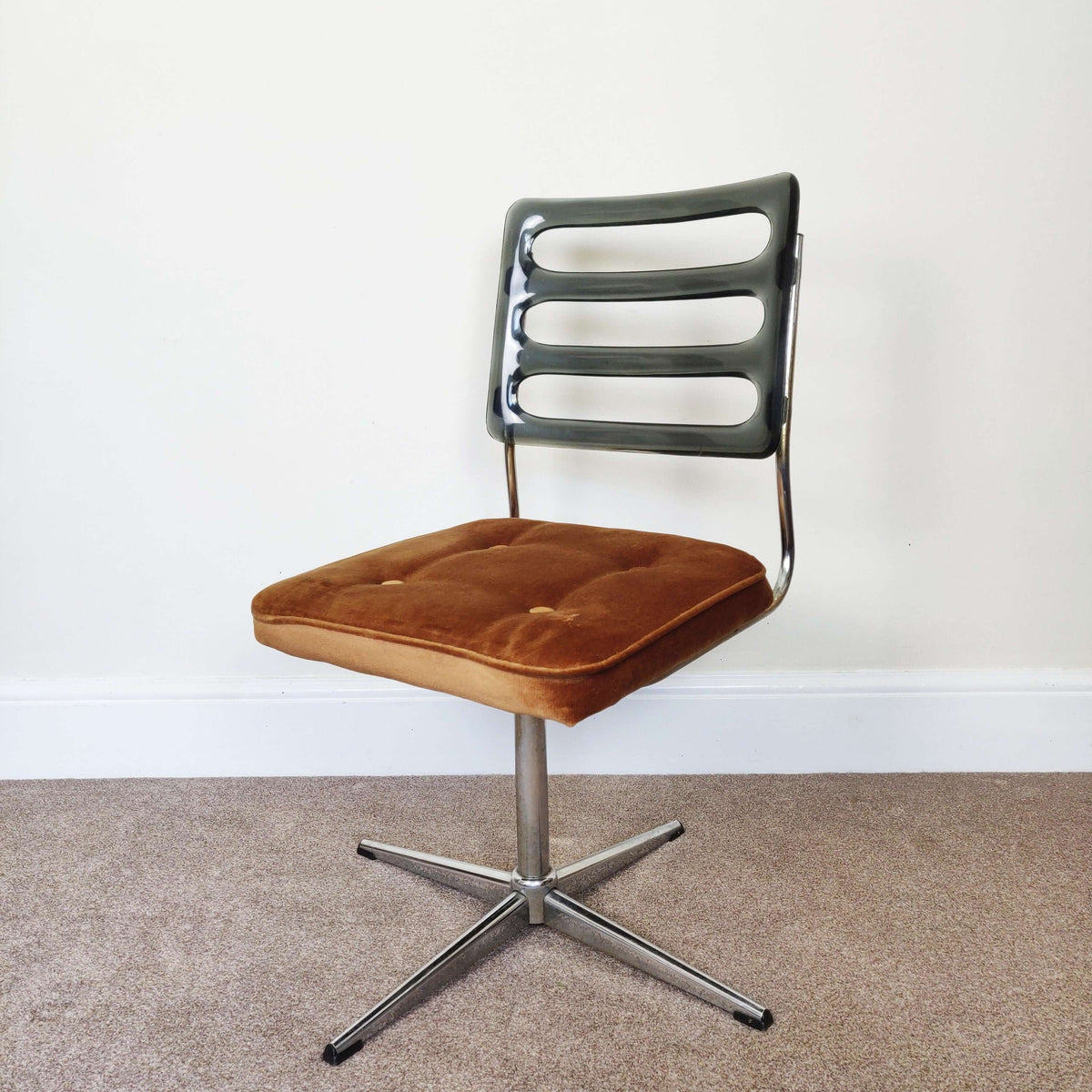 Vintage Swivel Desk Dining Chair, 70s Industrial Atomic Era Home Offic
